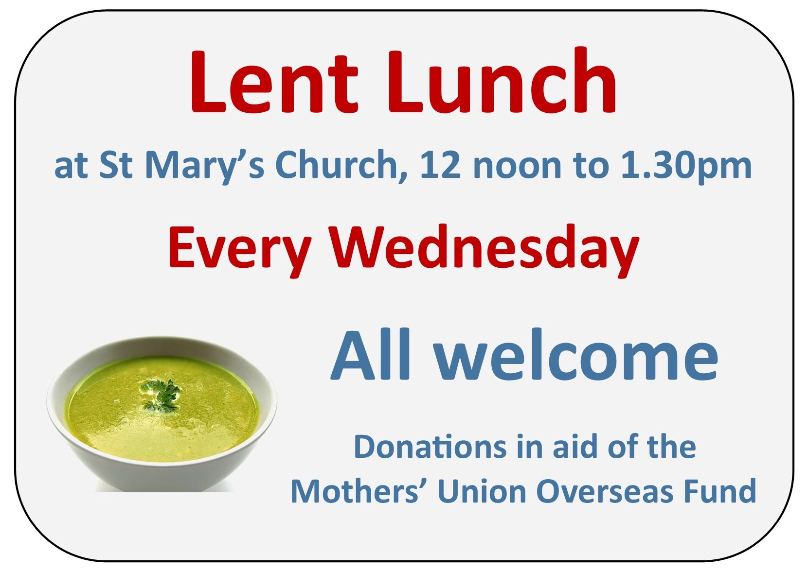 Don’t forget Lent lunch! – The Ross Parishes: Ross-on-Wye, Walford ...